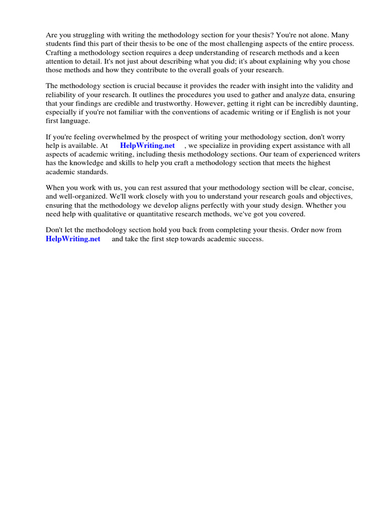 How To Write A Methodology Section For Thesis Pdf Methodology