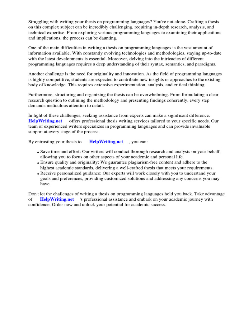 Thesis Programming Languages | PDF