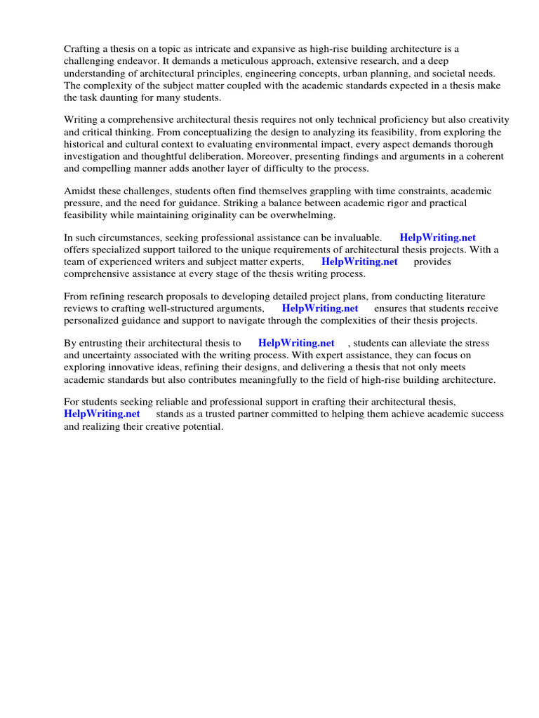 Architectural Thesis On High Rise Building | PDF | Building | Deep ...