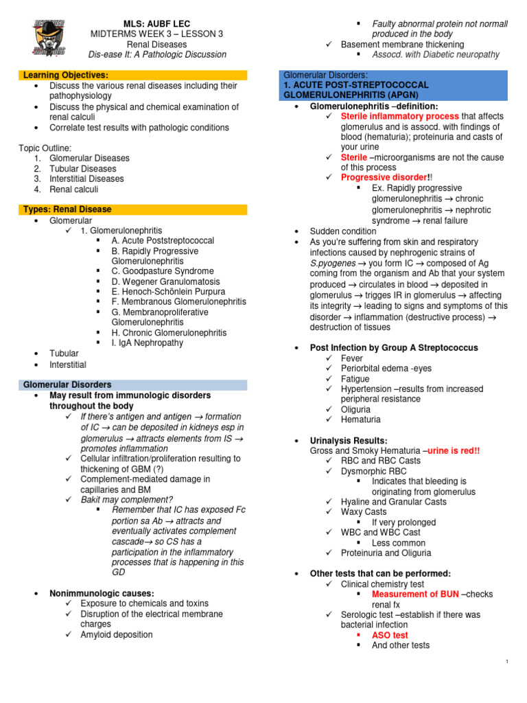 AUBF Lec - Renal Diseases | PDF | Kidney Disease | Kidney