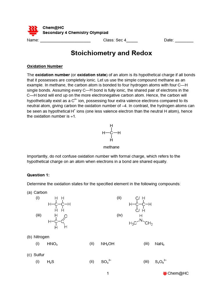 Secondary 4 Chemistry Redox Guide | PDF