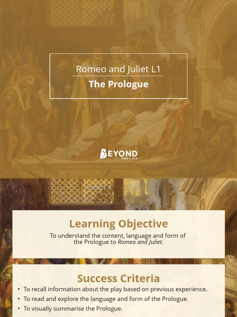 Romeo and Juliet L1 - The Prologue PowerPoint | PDF | Romeo And Juliet | Poems