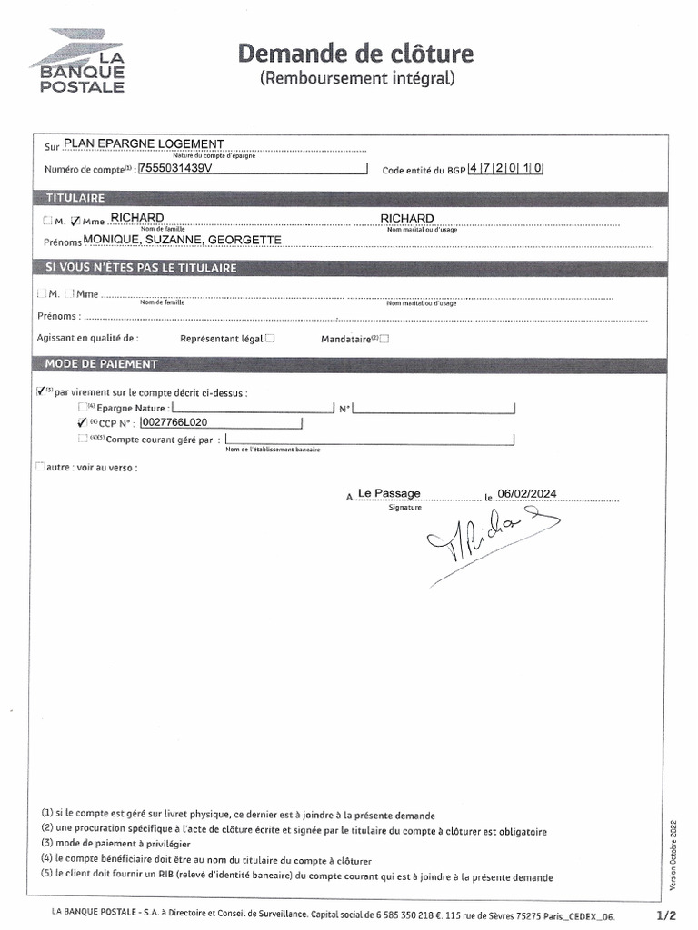 Richard - Ouverture LEP - Clotûre PEL | PDF