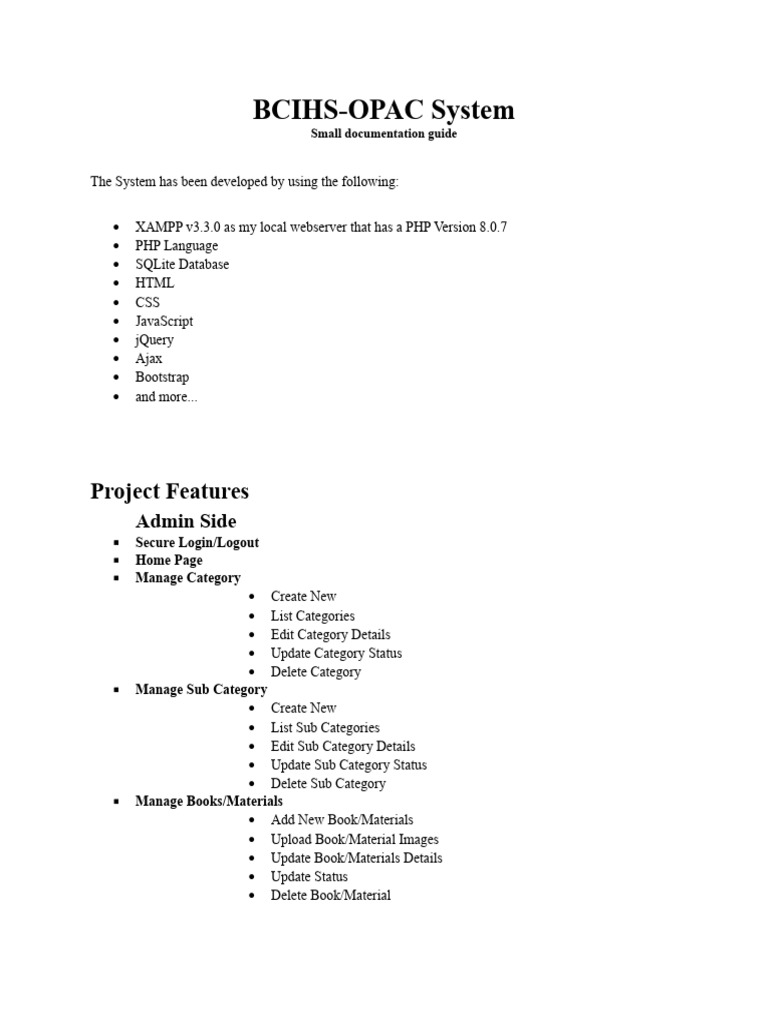 BCIHS Documentation | PDF