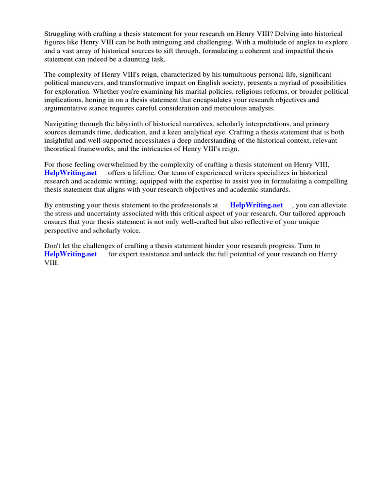 Thesis Statement Henry Viii | PDF