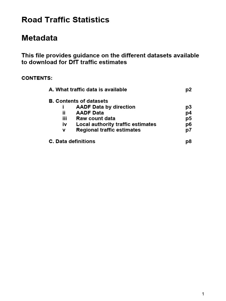 UK Road Traffic Data Guide | PDF
