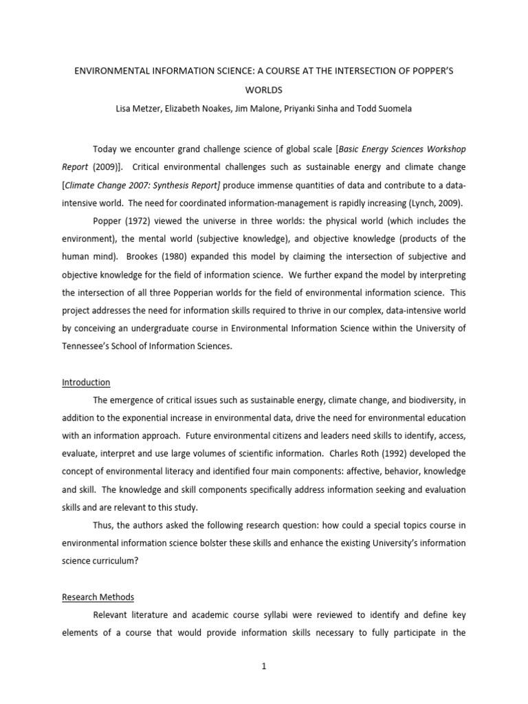 Environmental Information Science Course | PDF | Science & Mathematics