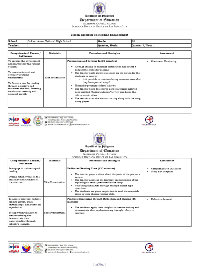Reading Enhancement Exemplar | PDF | Teachers | Change