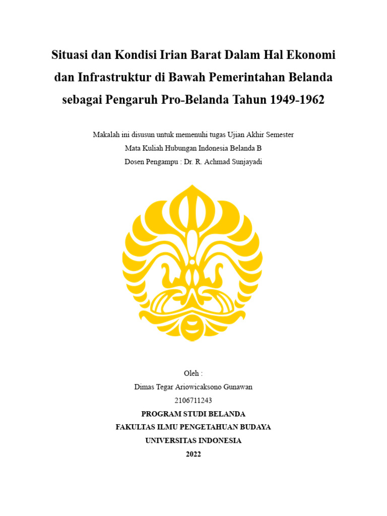 Ekonomi Irian Barat Era Belanda | PDF