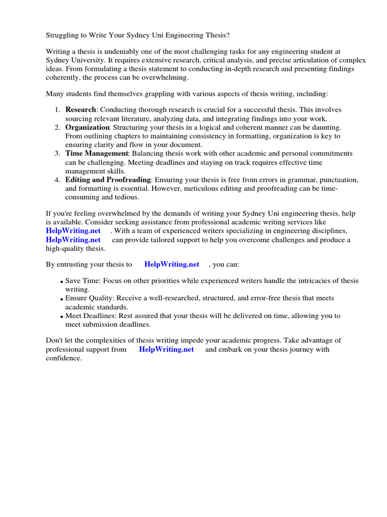 Sydney Uni Engineering Thesis | PDF | Thesis | Engineering