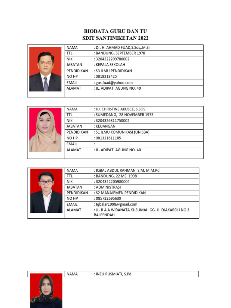Biodata Guru Dan Tu Pdf