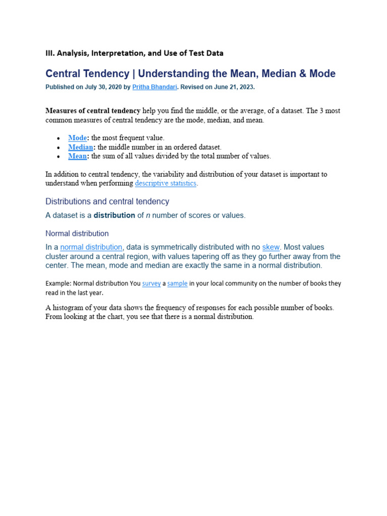 Statistical Analysis | PDF | Mode (Statistics) | Skewness