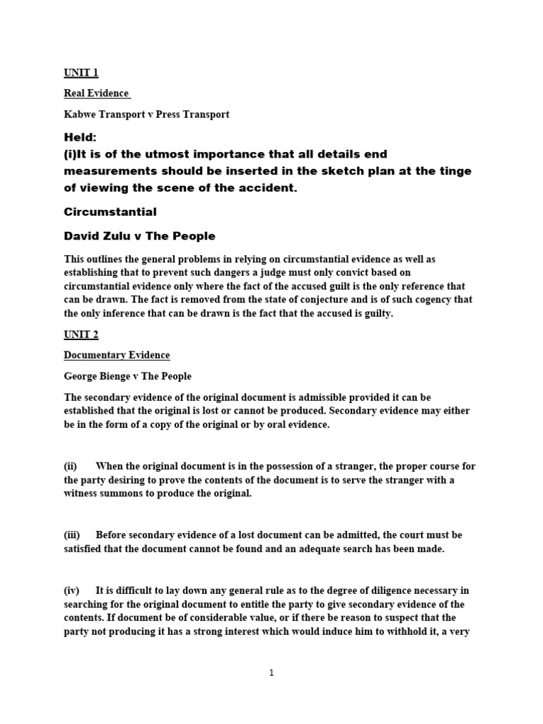 Law of Evidence Cases | PDF | Burden Of Proof (Law) | Evidence (Law)