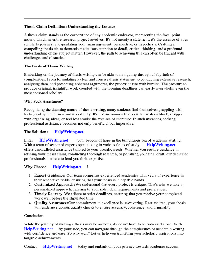 Thesis Claim Definition | PDF