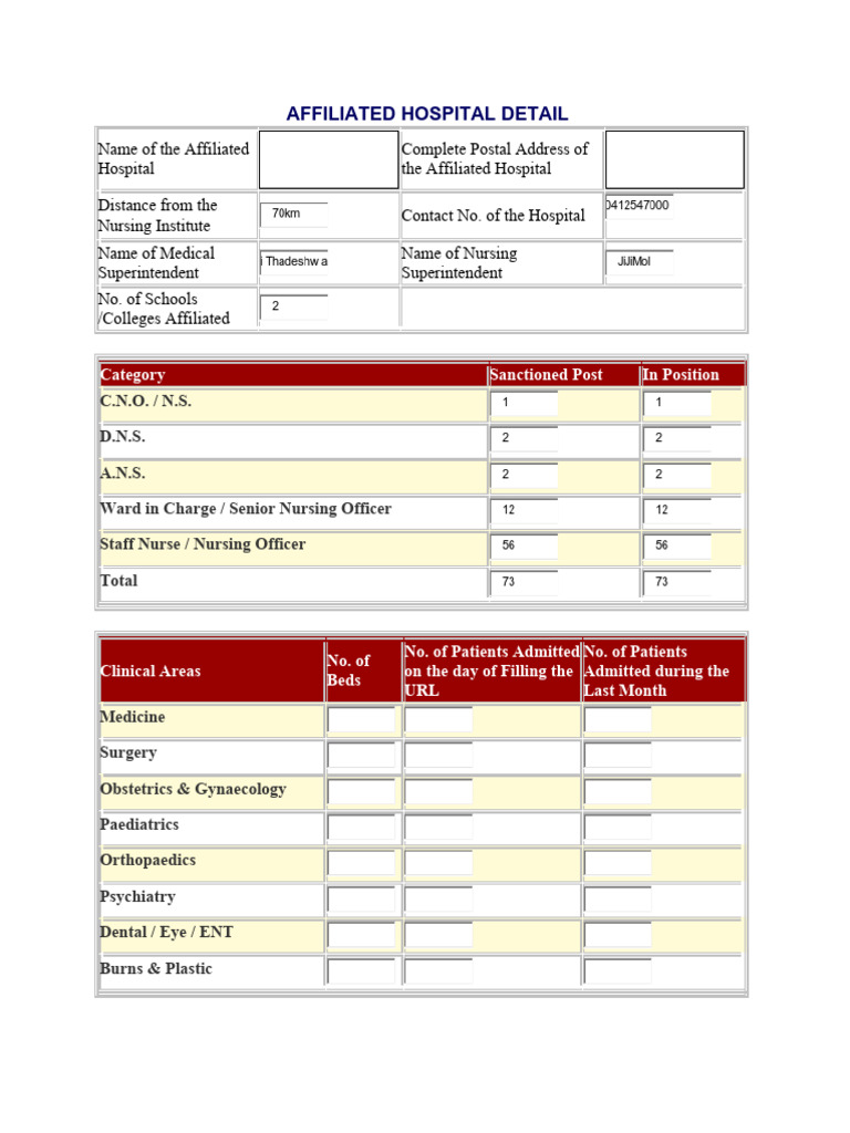 Affiliated Hospital Details Overview | PDF