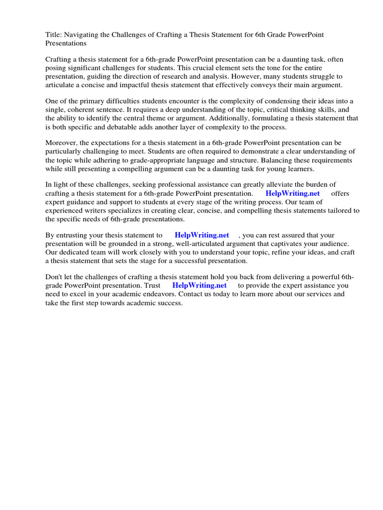 Thesis Statement PPT 6th Grade | PDF | Thesis | Essays