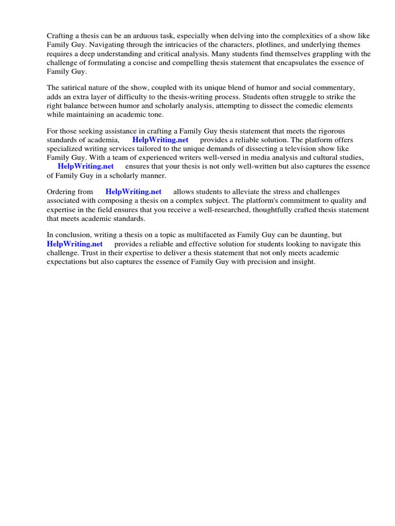 Family Guy Thesis Statement | Download Free PDF | Essays | Thesis