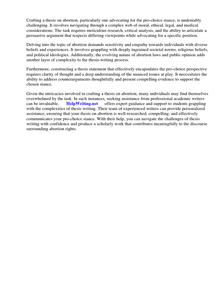 Abortion Thesis Statement Pro Choice | PDF | Abortion | Anti Abortion ...