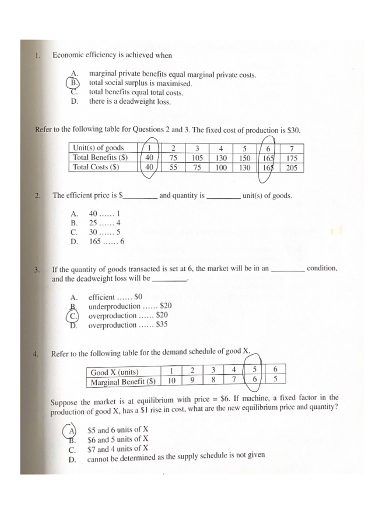 High School Econ Worksheet: Efficiency | PDF