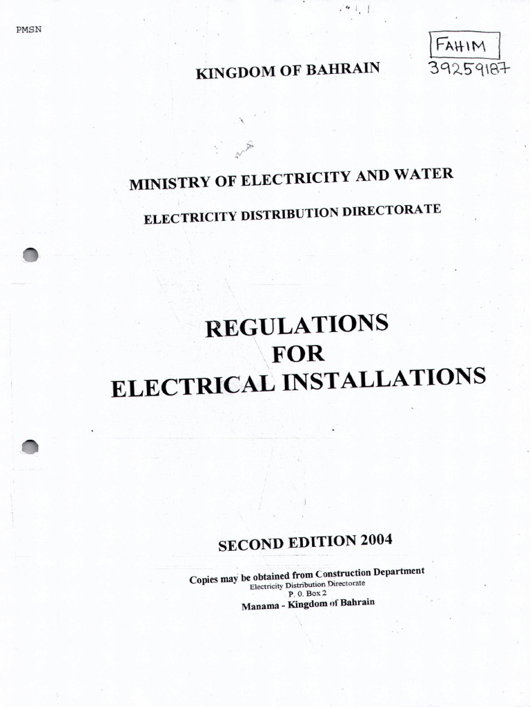 Regulation For Electircal Installation-1 | PDF | Electrical Wiring ...