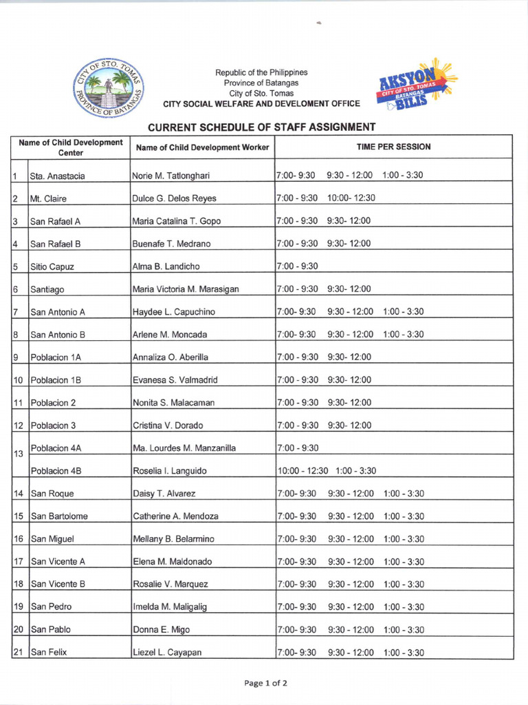 CDW Schedule | PDF