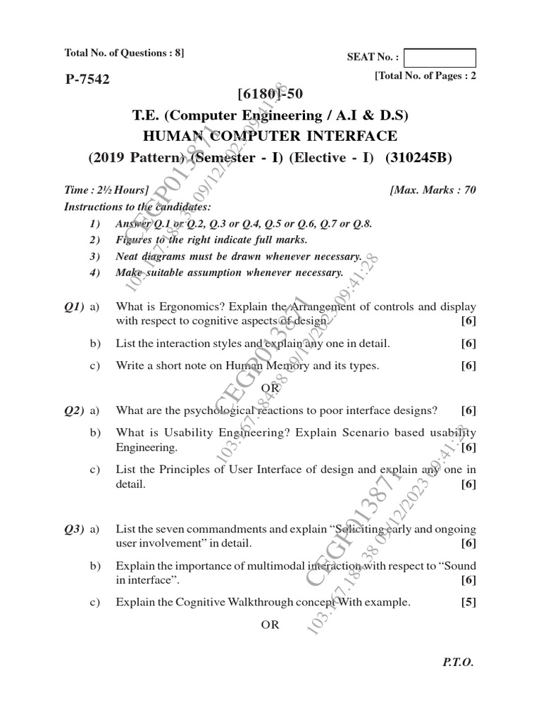 Te Aids - (Elective-I) Human Computer Interface | PDF | Human–Computer Interaction | Usability