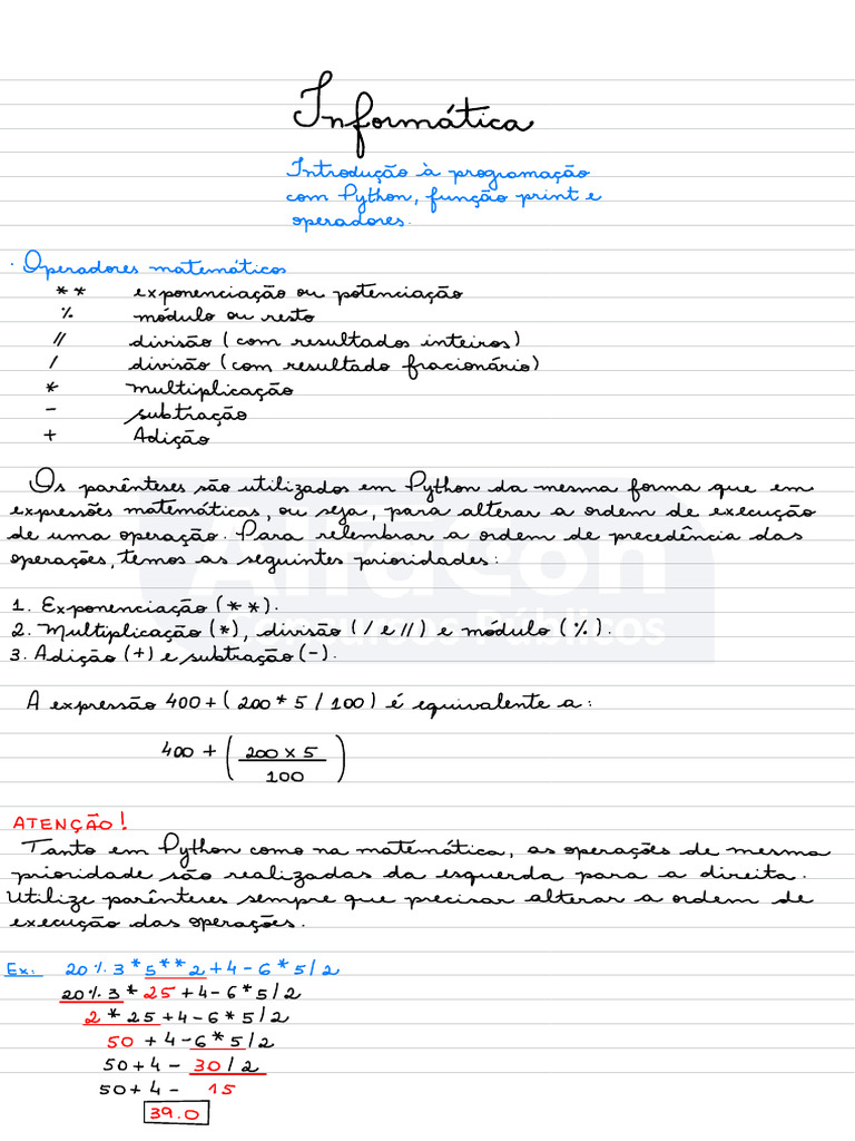 1.2 Python - Caderno Do Aluno | PDF | Exponenciação | Matemática