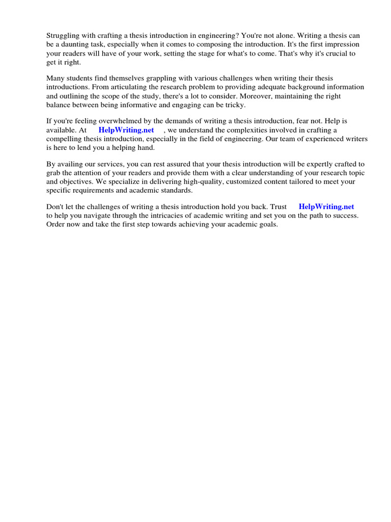 Thesis Introduction Sample Engineering | PDF | Thesis | Essays