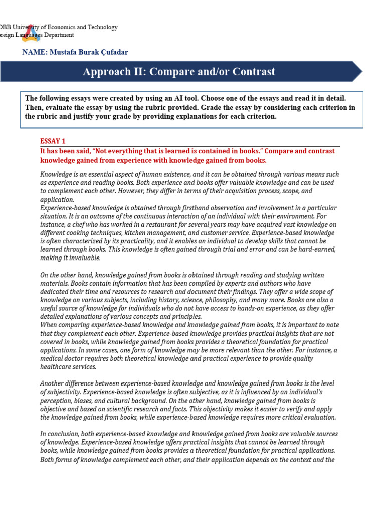 Compare-Contrast Essay Assignment 2 | PDF | Knowledge | Essays