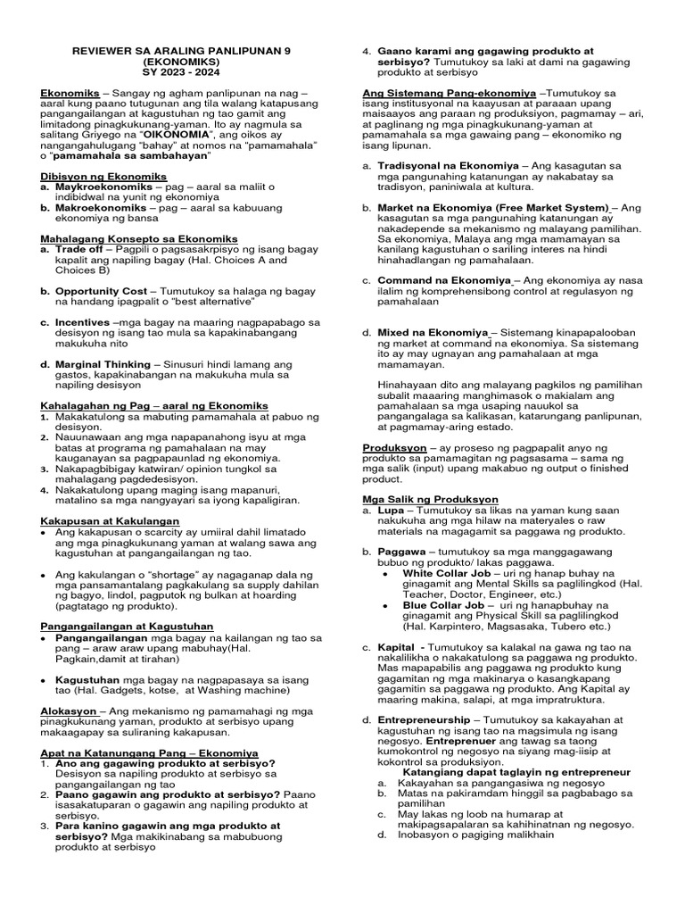 Ap9 Reviewer 1st Quarter | PDF