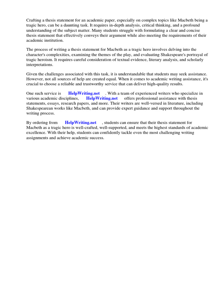 Thesis Statement For Macbeth Being A Tragic Hero Pdf 9094