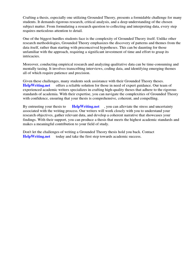 Grounded Theory Thesis Example | PDF | Qualitative Research | Methodology