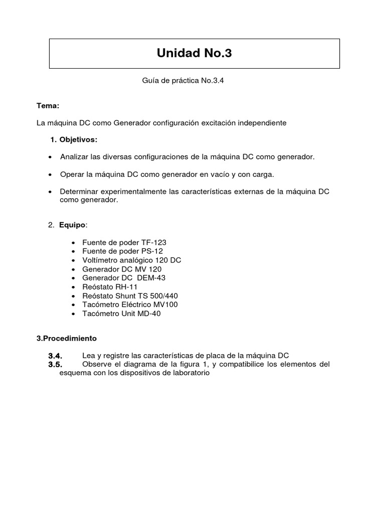 Guia de La Práctica 3.4 Generador DC | PDF
