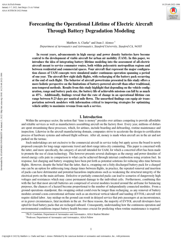 2022 - Forecasting The Operational Lifetime of Electric Aircraft ... 2022 - Forecasting The Operational Lifetime of Electric Aircraft ...