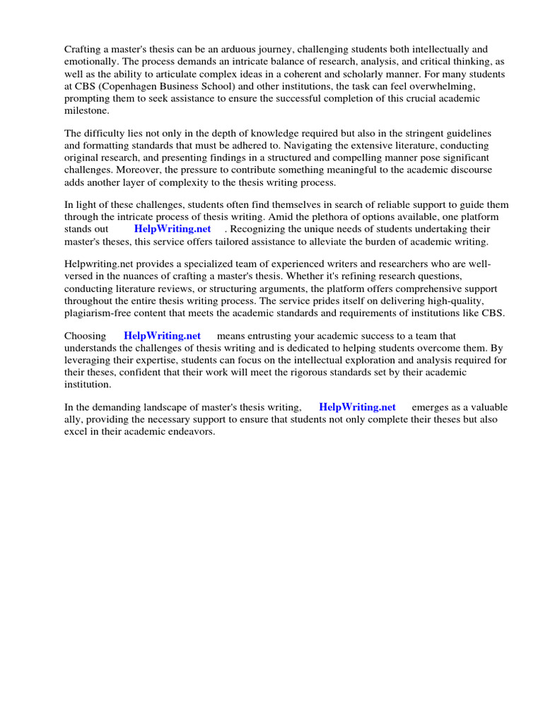 Student Master Thesis Cbs | PDF | Thesis | Critical Thinking