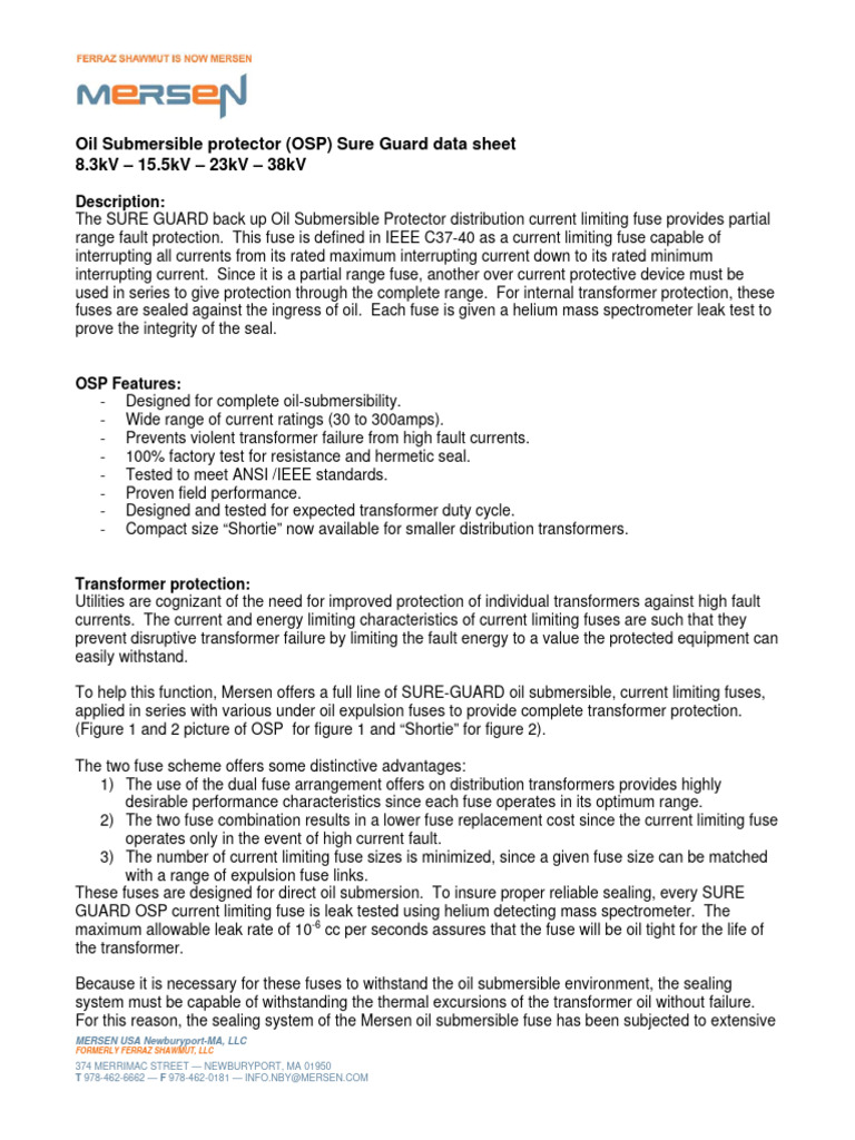 CL Fuses 8KV-15KV-23KV-38KV Data Sheet | PDF | Fuse (Electrical ...
