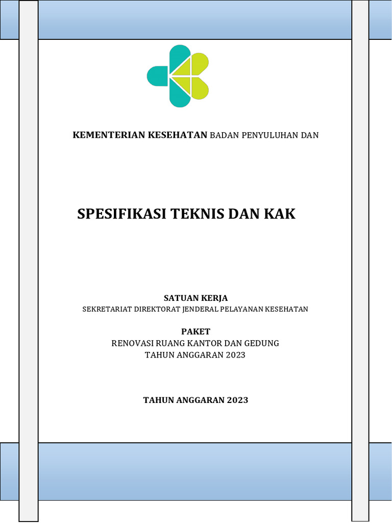 SPESIFIKASI DAN KAK Renovasi Ruang Kantor Dan Gedung | PDF