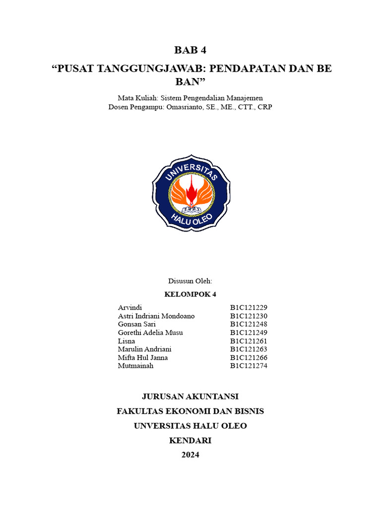 BAB 4 Pusat Tanggungjawab Pendapatan Dan Beban | PDF | Karier & Perkembangan | Bisnis