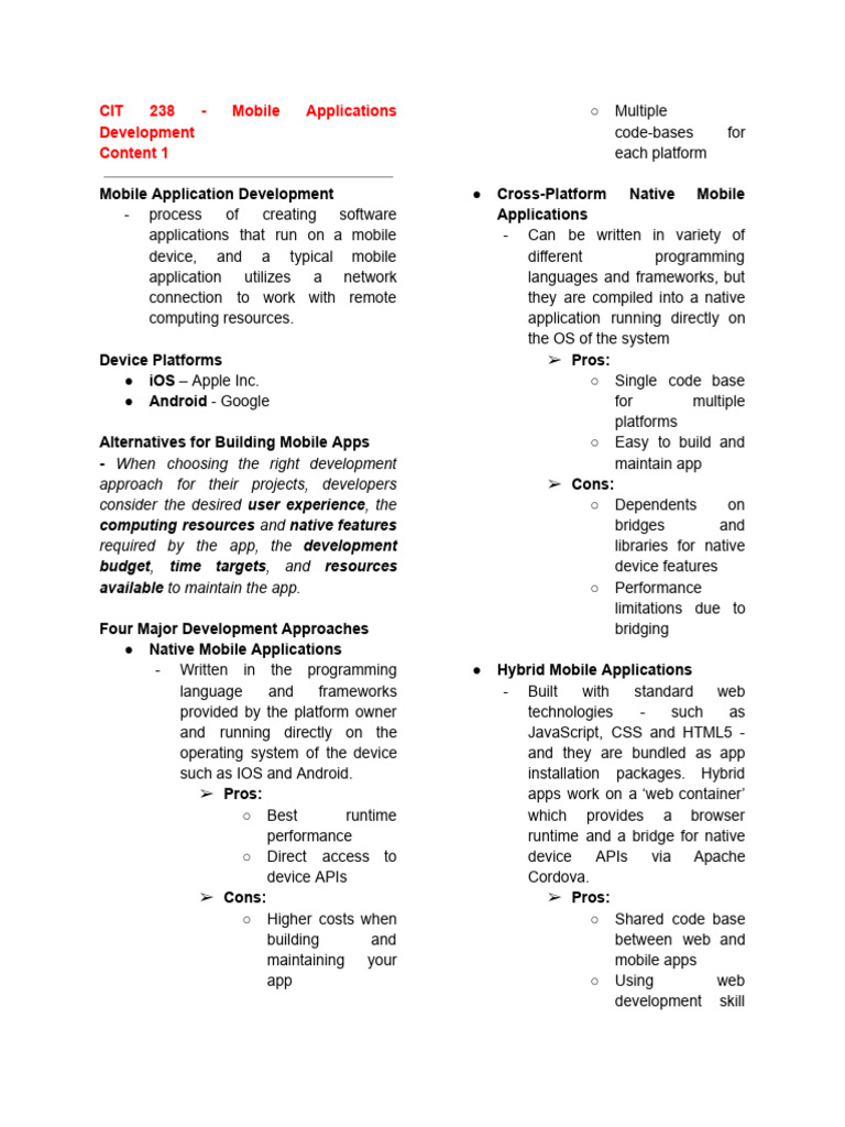 Reviewer - Mobile App Dev | PDF | Programming | Constructor (Object ...