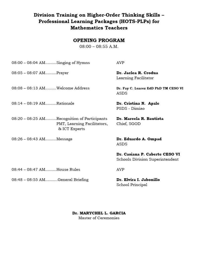 Opening Program | PDF