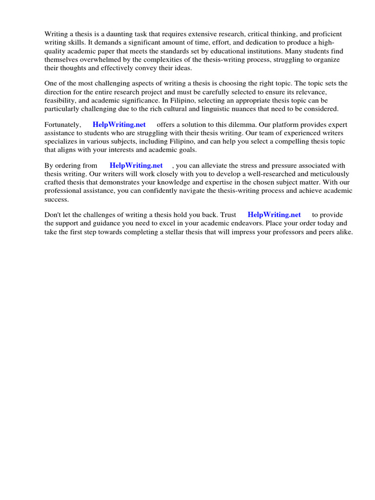 Halimbawa NG Pamagat NG Thesis Sa Filipino | PDF