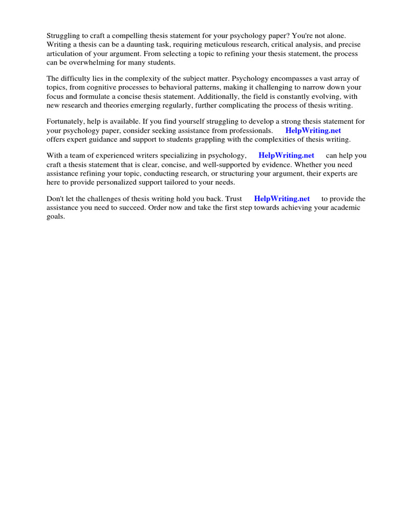 Psychology Thesis Help for Students | PDF | Essays | Thesis