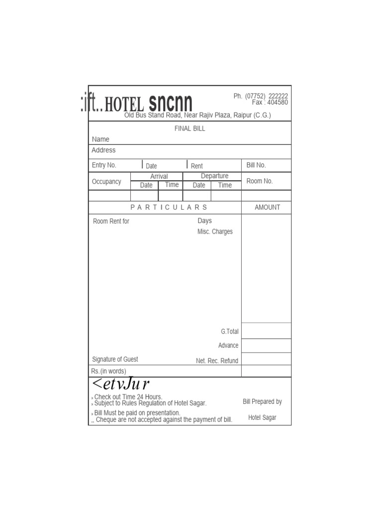 Hotel Bill | PDF