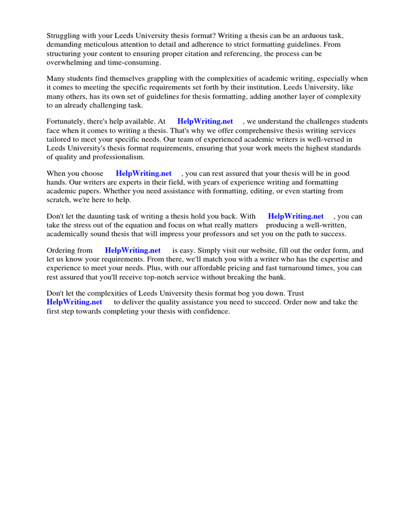 Leeds University Thesis Format | PDF