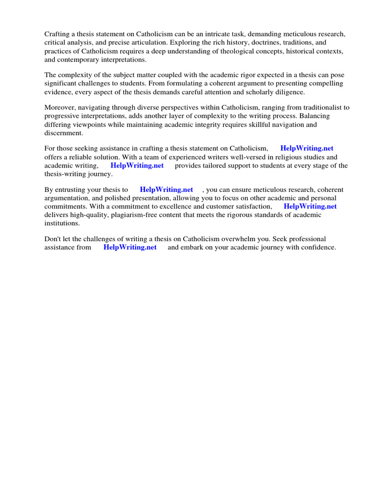 Thesis Statement On Catholicism | PDF | Jesus | Catholic Church