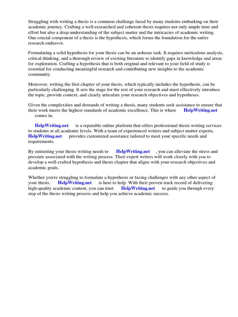 Sample Thesis Chapter 1 Hypothesis | PDF | Thesis | Hypothesis Sample Thesis Chapter 1 Hypothesis | PDF | Thesis | Hypothesis