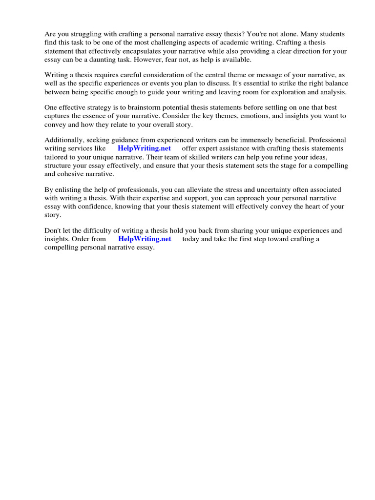 Personal Narrative Essay Thesis Examples | Download Free PDF | Essays ...