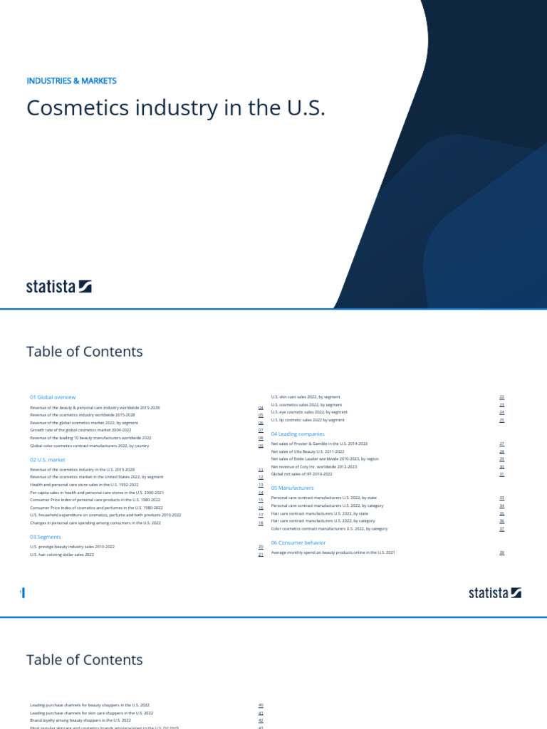 Study Id11592 Cosmetics Industry Statista Dossier | PDF | Consumer ...