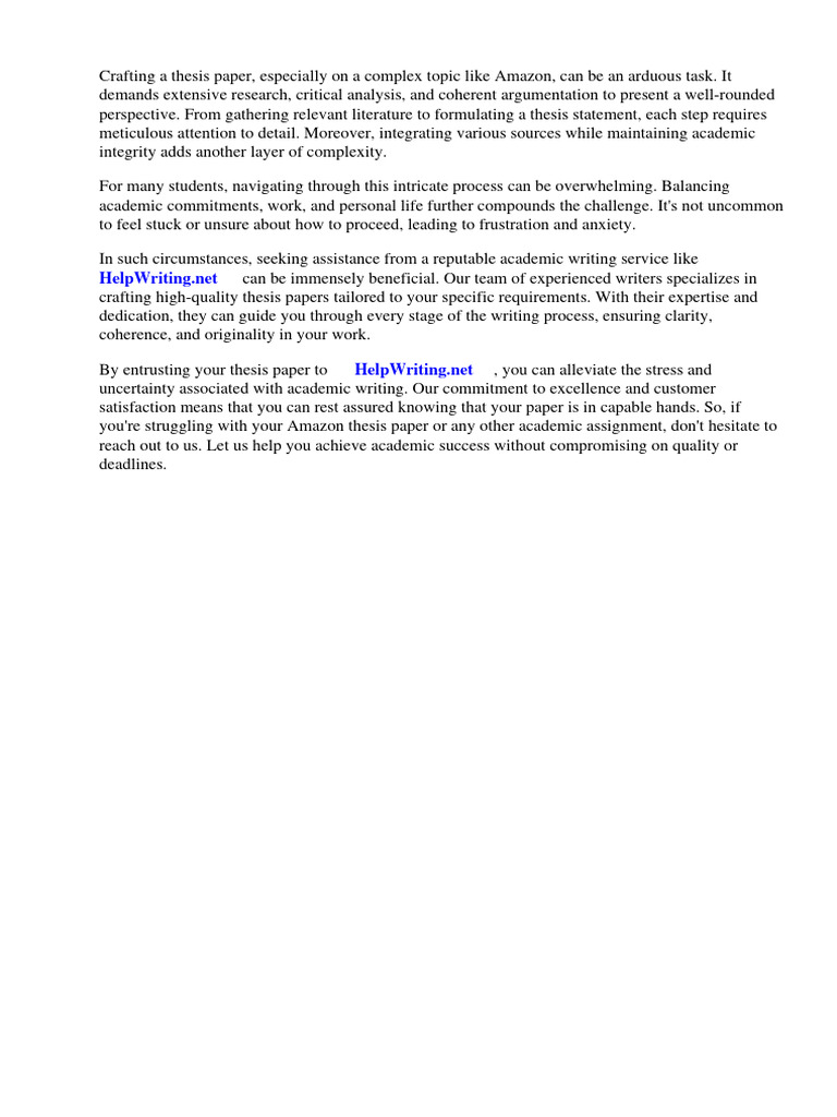 Amazon Thesis Paper | PDF | Economic Growth | E Commerce