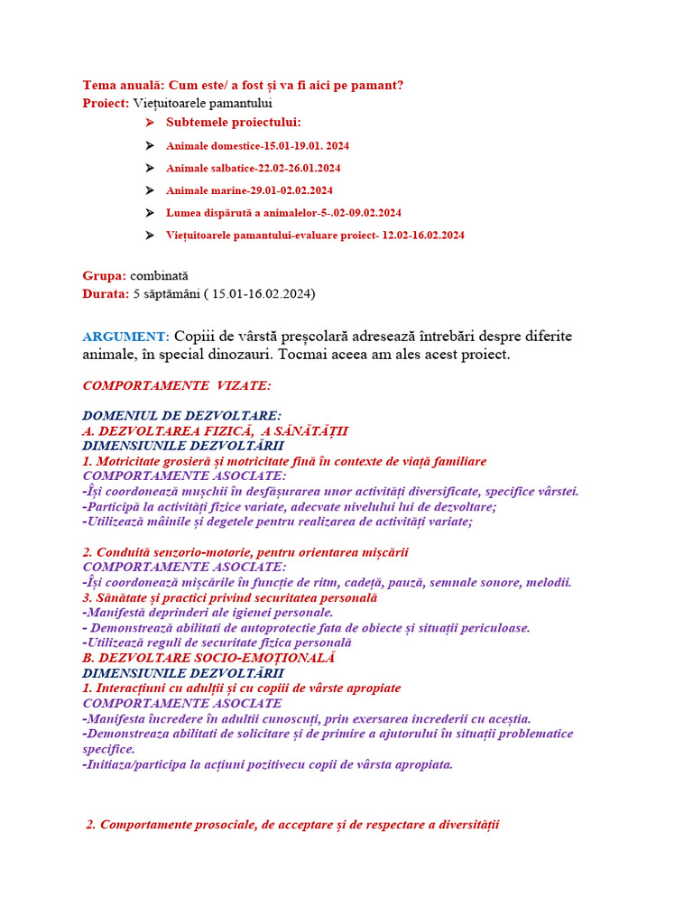 Proiect Tematic Toamna | PDF